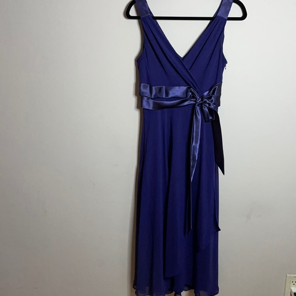 Evan Picone | Dresses | Evan Picone Dress Blue Satin Bow Knee Length ...